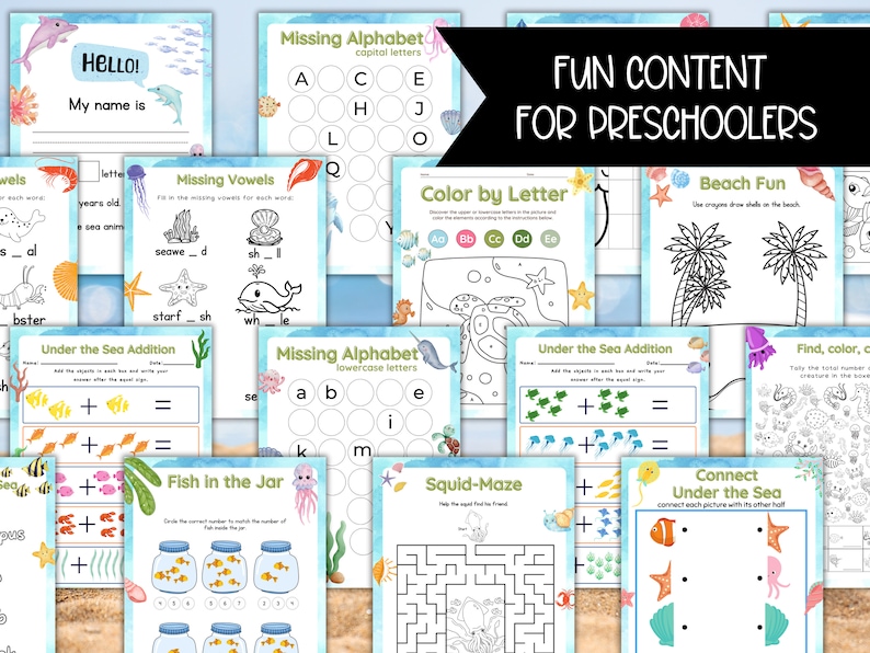 Toddler Ocean Busy Book | Preschool Curriculum ABC Math Counting ...