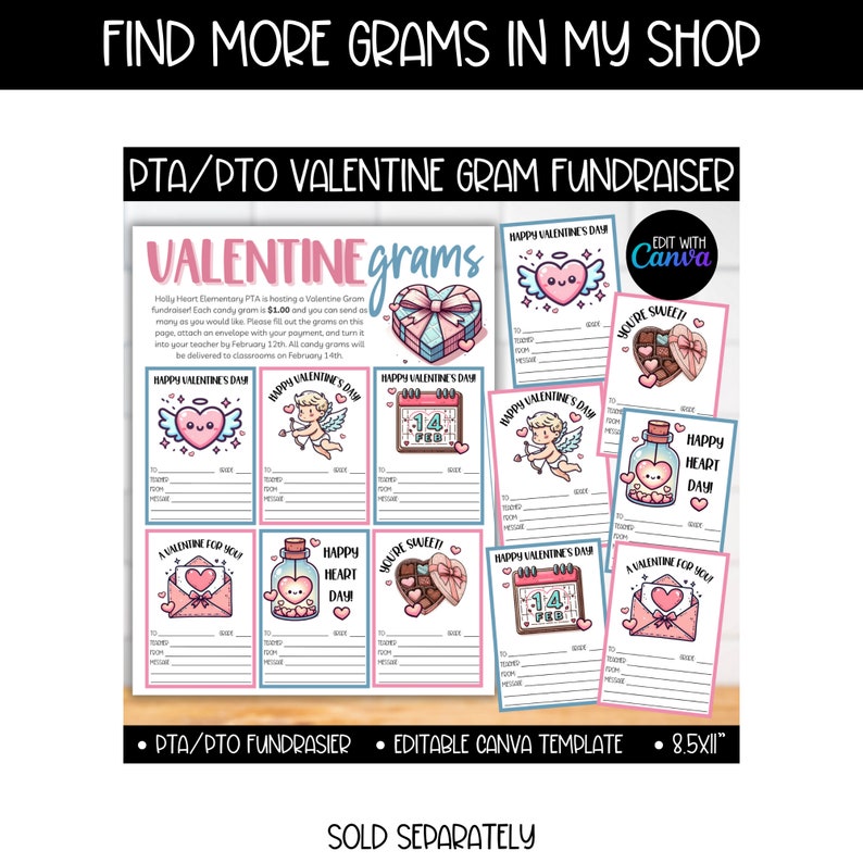 Valentine's Day Fundraiser Flyer Forms Tag Template PTA PTO Fundraising ...