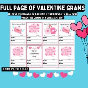 PTA PTO Valentine's Day Candy Gram School Fundraiser Flyer Template ...