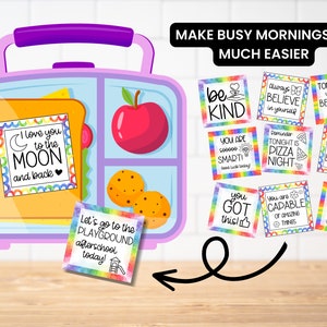First Day of School Lunchbox Notes for Kids | Positive Encouraging ...