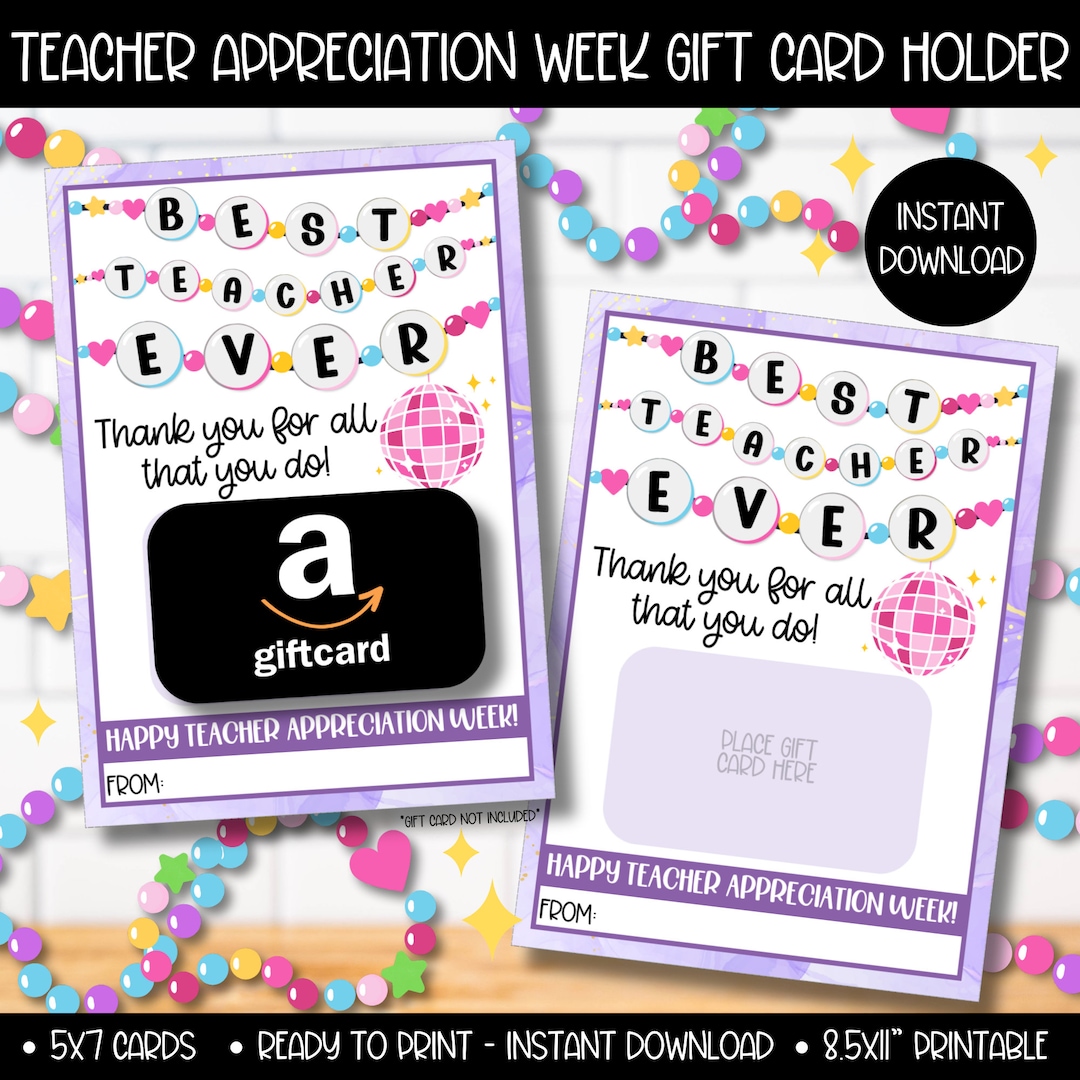 Teacher Staff Appreciation Week Gift Card Holder, Pop Star Theme ...