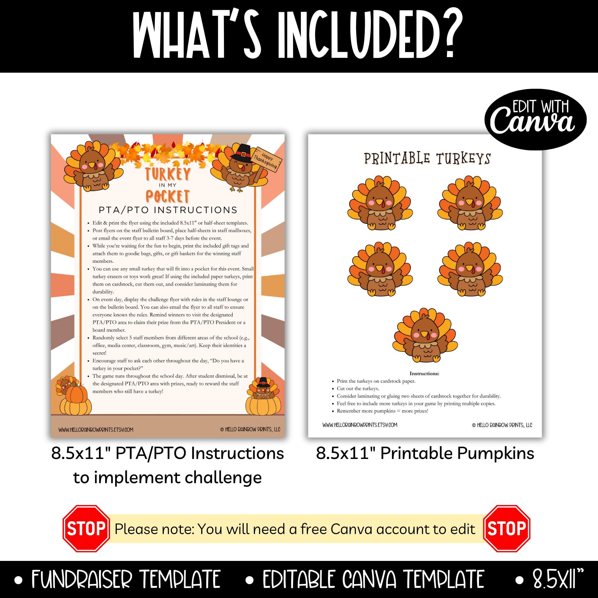 Thanksgiving Turkey Office Work Pocket Game Printable, Fall Team ...