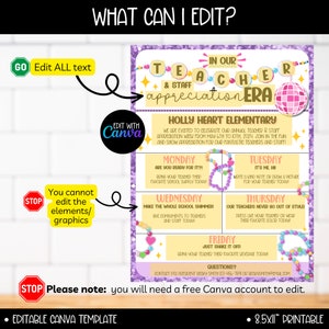 Teacher and Staff Appreciation Week Theme Flyer, Editable Canva ...