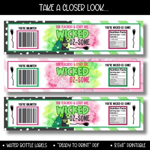 Wicked Teacher Appreciation Week Theme Water Bottle Labels, Wizard of ...