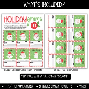PTA PTO Christmas Holiday Gram Fundraiser Flyer Template, Winter School ...