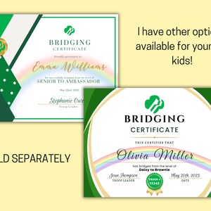 Girl Scout Rainbow Bridging Certificate for All Levels Girl Scout ...