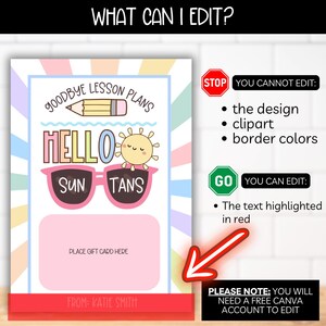 End of School Year Teacher Appreciation Goodbye Lesson Plans Gift Card ...