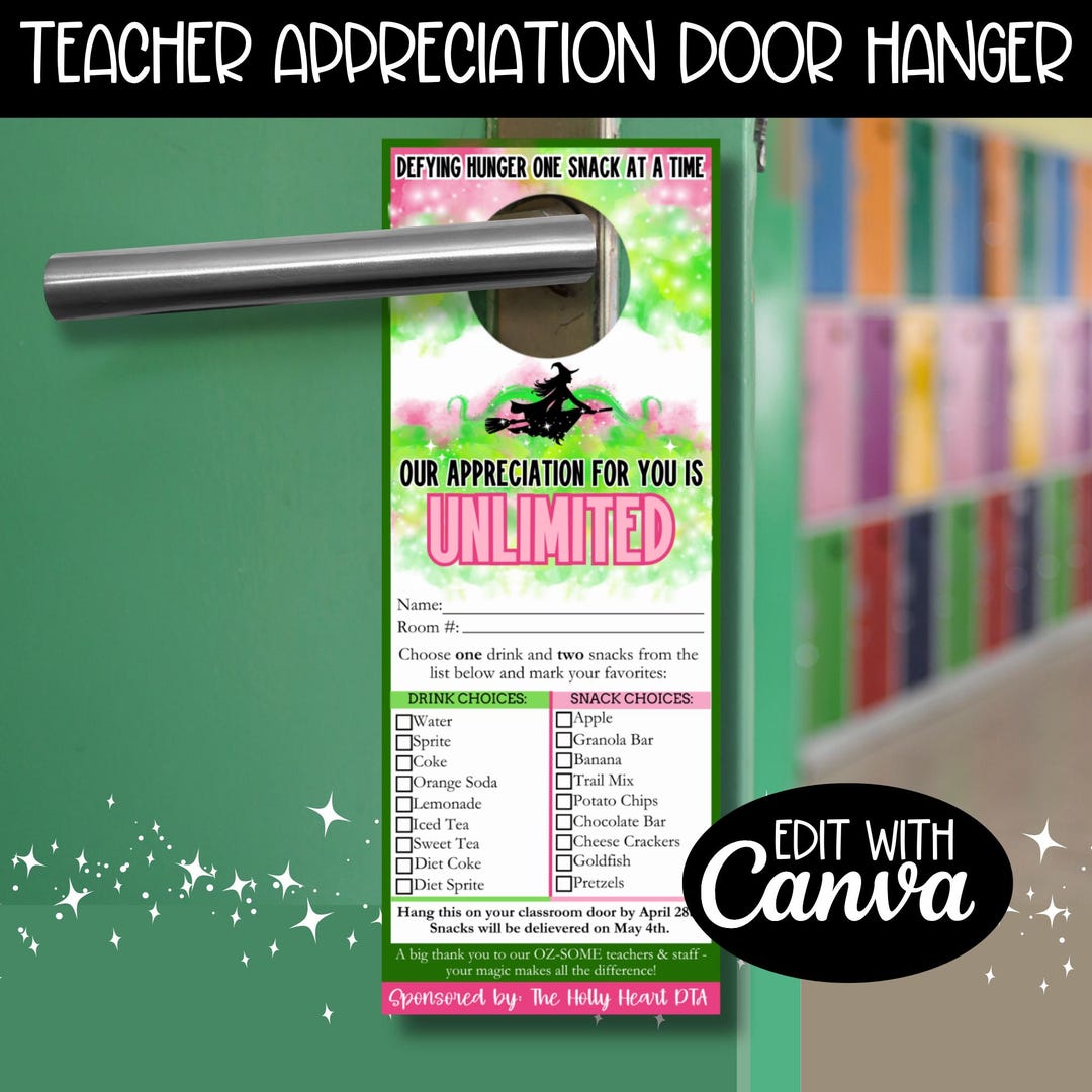 Wicked Teacher Staff Appreciation Week Theme Snack Food Door Hanger ...