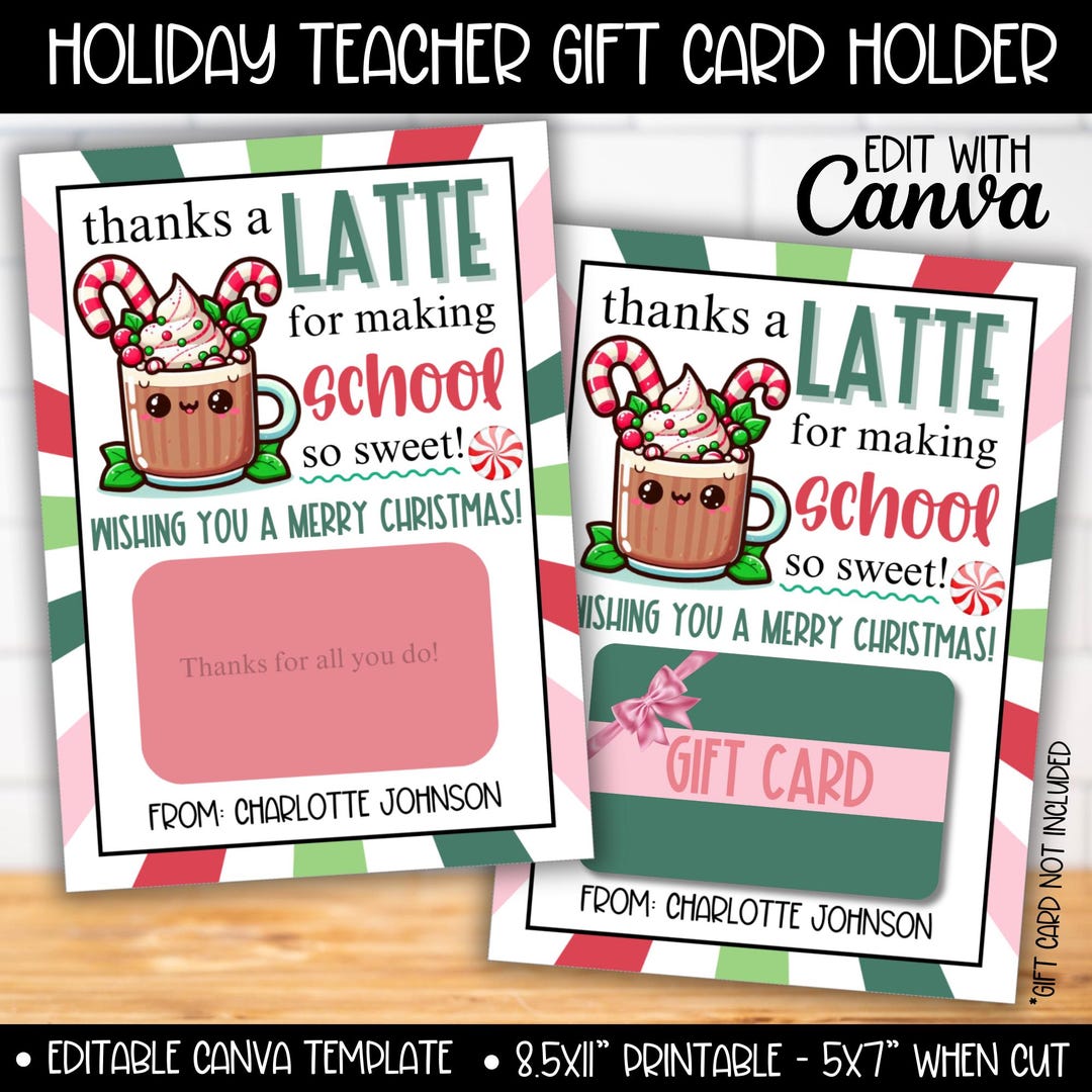 Christmas Teacher Thanks a Latte Gift Card Holder, Preschool ...
