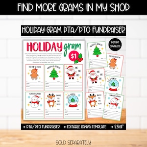 PTA PTO Christmas Holiday Gram Fundraiser Flyer Template, Winter School ...