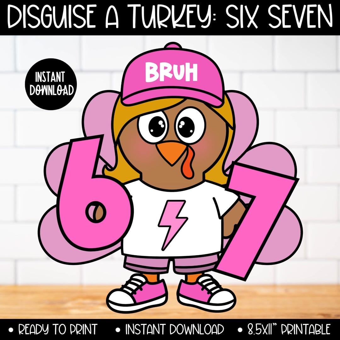 Girls Six Seven 67 Bruh Turkey Disguise Costume Craft Kit, Pink ...