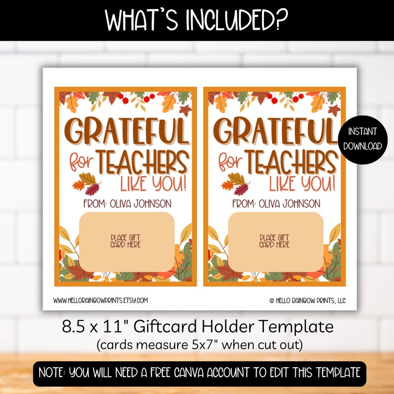 Thanksgiving Teacher Personalized Gift Card Holder, Thanks Giving ...