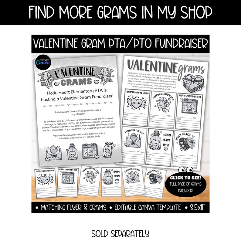 Valentines Day Fundraiser Flyer Forms Tag Template PTA PTO Fundraising ...