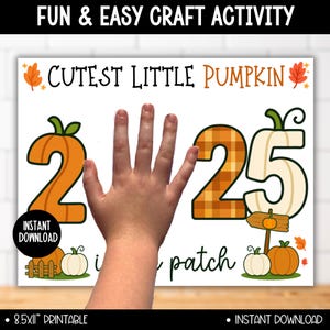 Pumpkin Patch Fall Handprint Craft Printable 2025, Thanksgiving Toddler ...