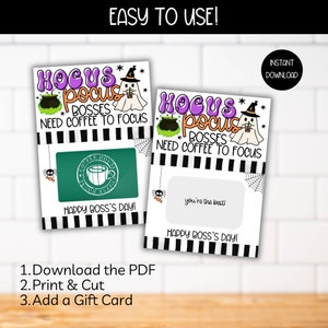 Boss's Day Coffee Gift Card Holder, Bosses Day Tag, Boss Day Gift ...