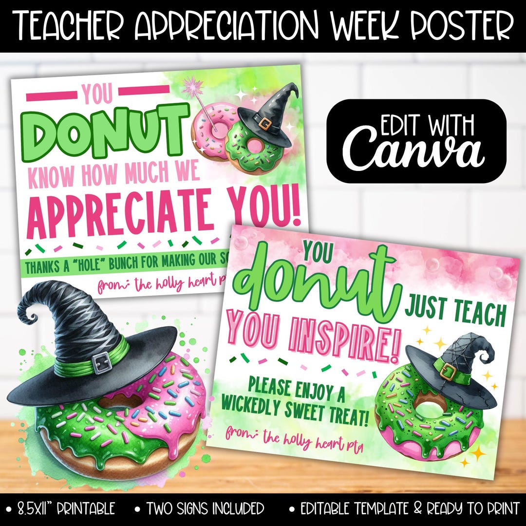 Wicked Donut Teacher Appreciation Week Theme Poster Sign, Doughnut Oz ...