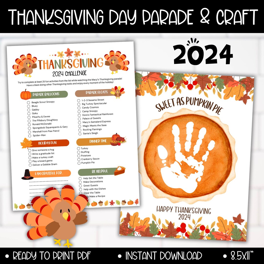 2024 Thanksgiving Day Parade Checklist Activity Printable Bundle ...