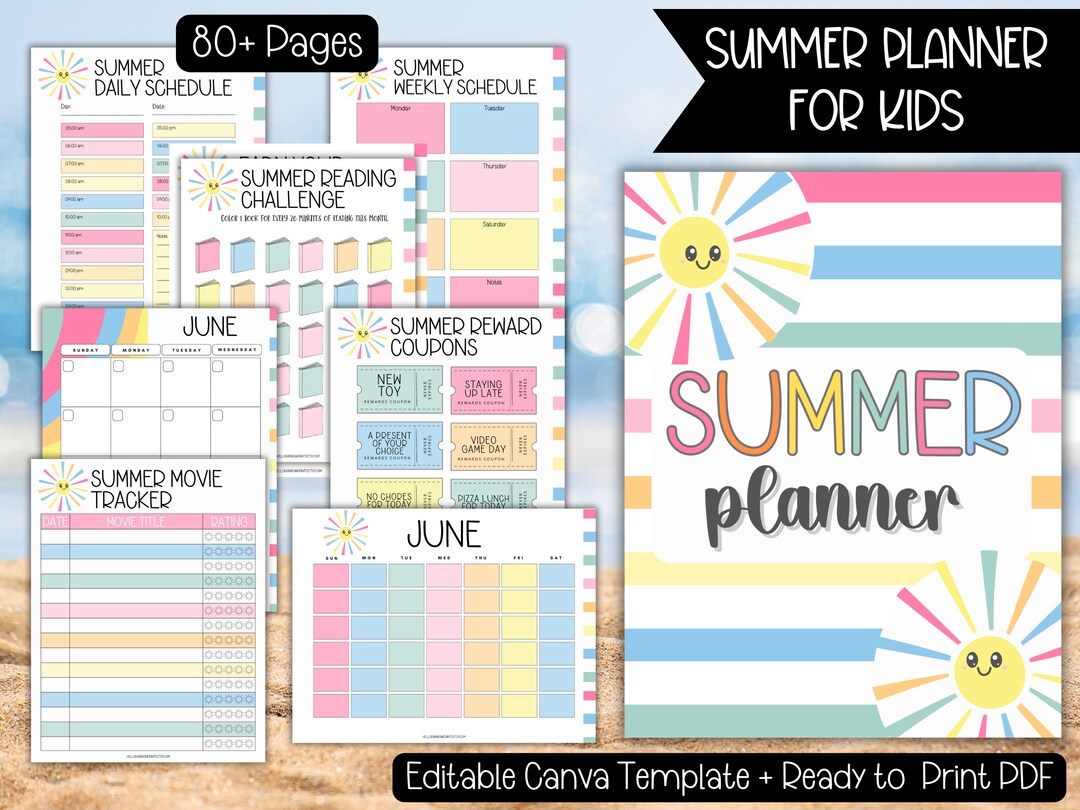 Editable Kids Summer Planner 2023 Printable Summer Planner - Etsy