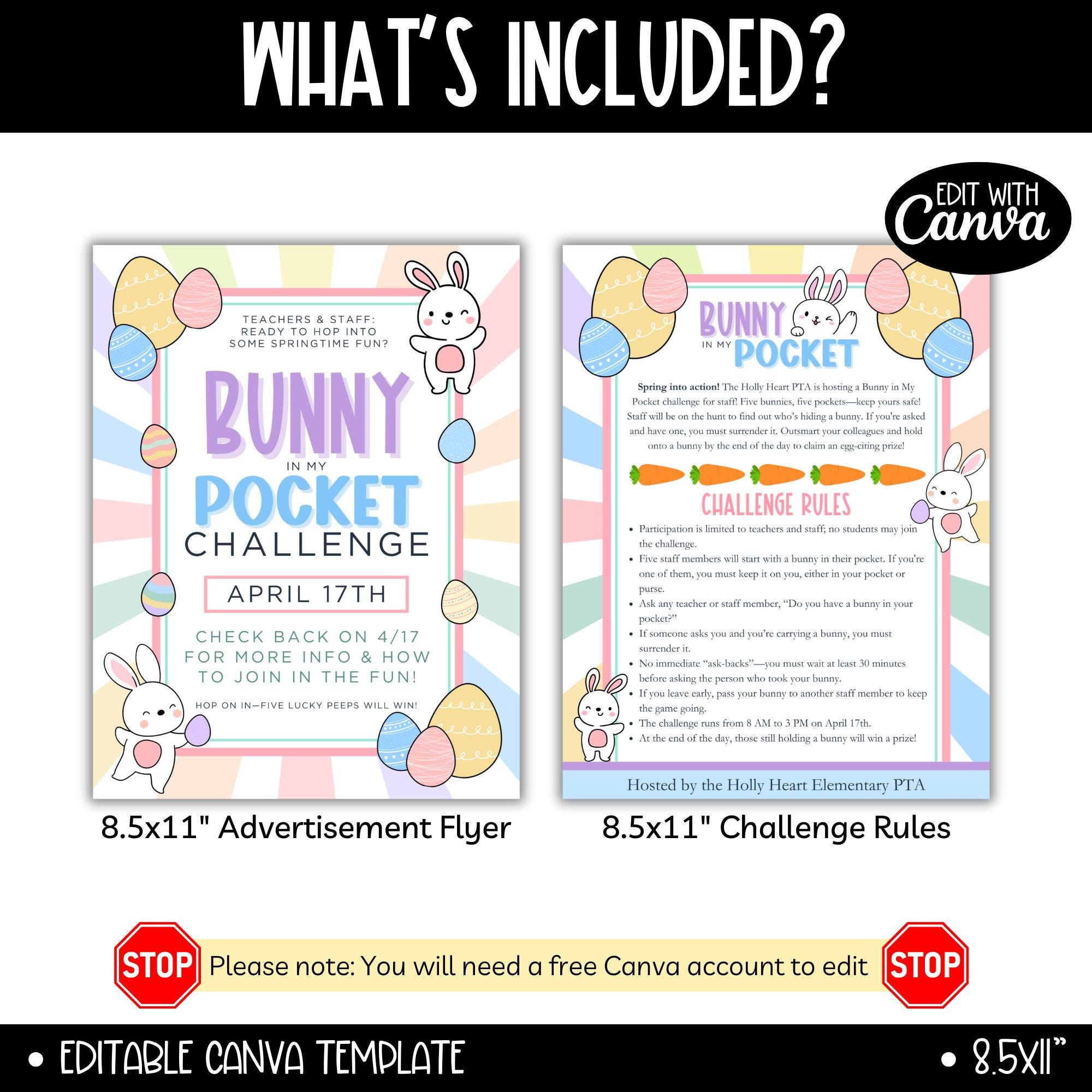 Easter Bunny in My Pocket Teacher Appreciation Game Flyer Bundle ...