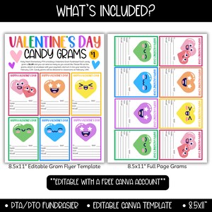 Rainbow Valentine's Day Candy Gram Fundraiser Flyer Forms Tag Template ...