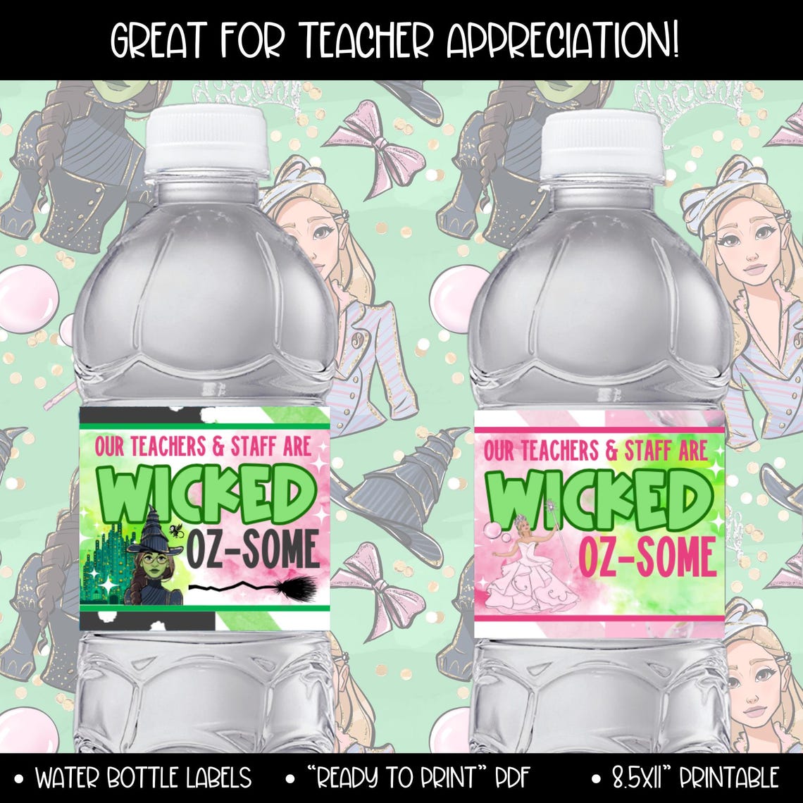 Wicked Teacher Appreciation Week Theme Water Bottle Labels, Wizard of ...
