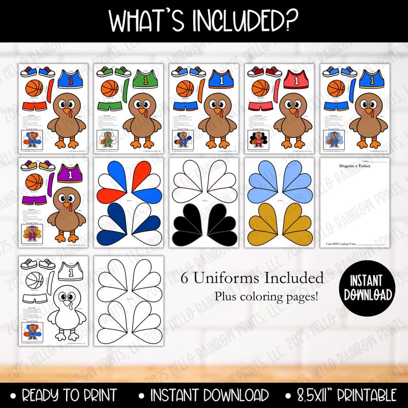 Disguise the Turkey Basketball Player Printable Craft Kit, Kids ...