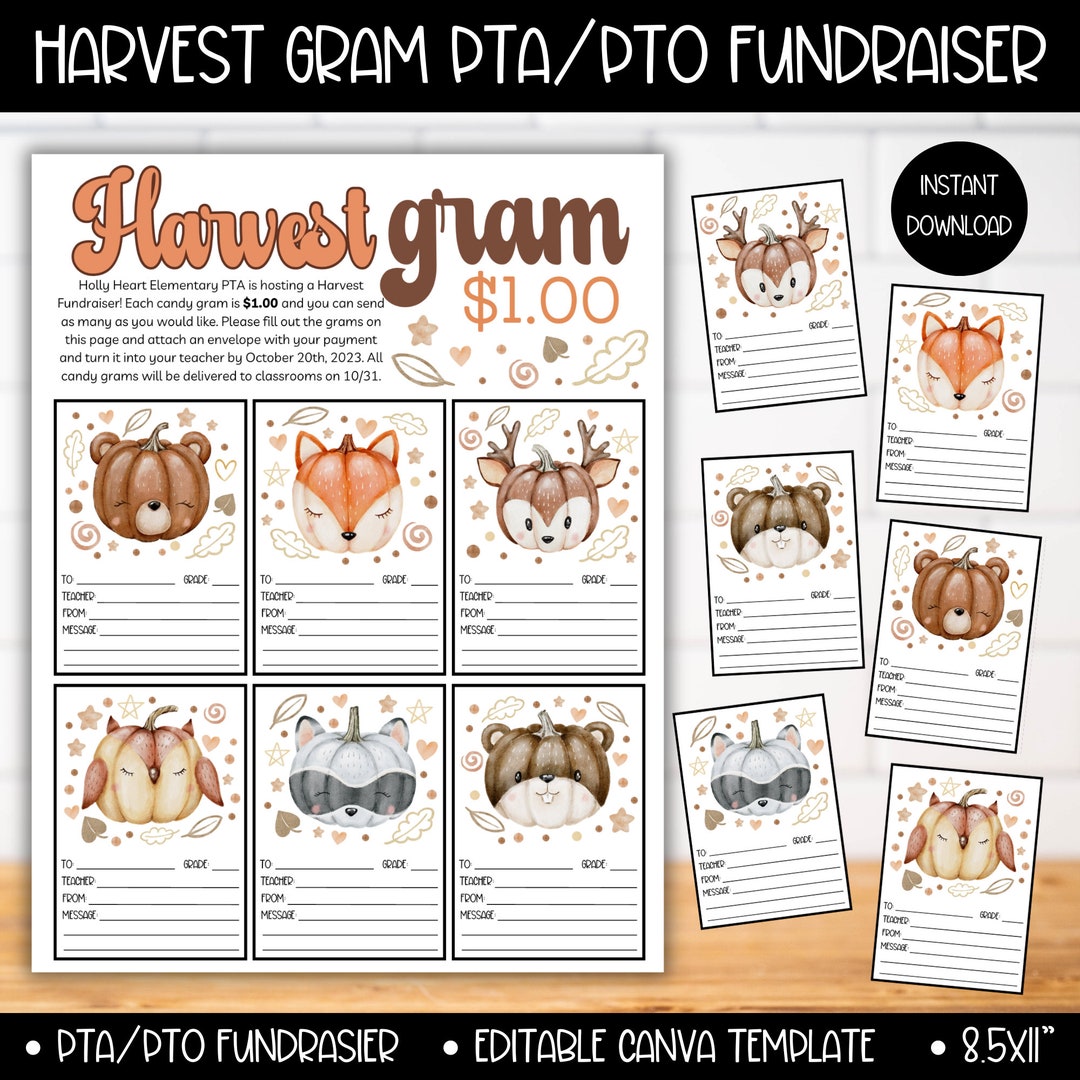 PTA PTO Thanksgiving Gram Fall Fundraiser Flyer Template, Turkey Gobble ...
