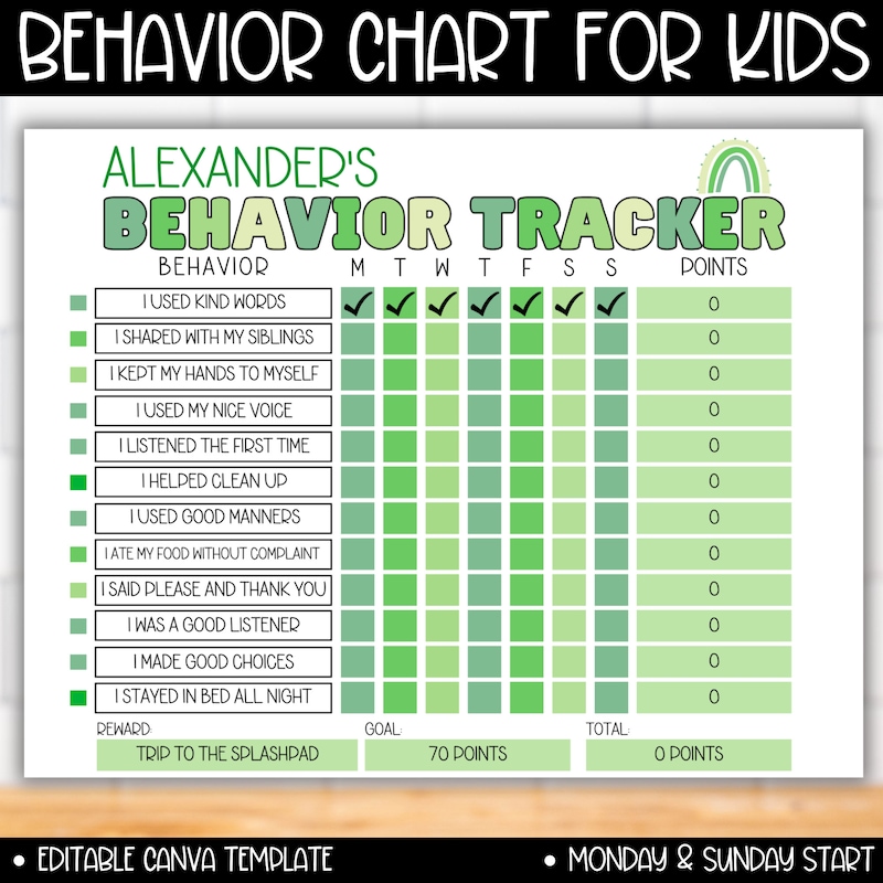 Good Behavior Chart - Etsy