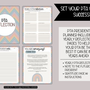 PTA President Planner Binder Printable Calendar Sign-in Budget ...
