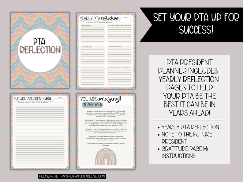 PTA President Planner Binder Printable Calendar Sign-in Budget ...