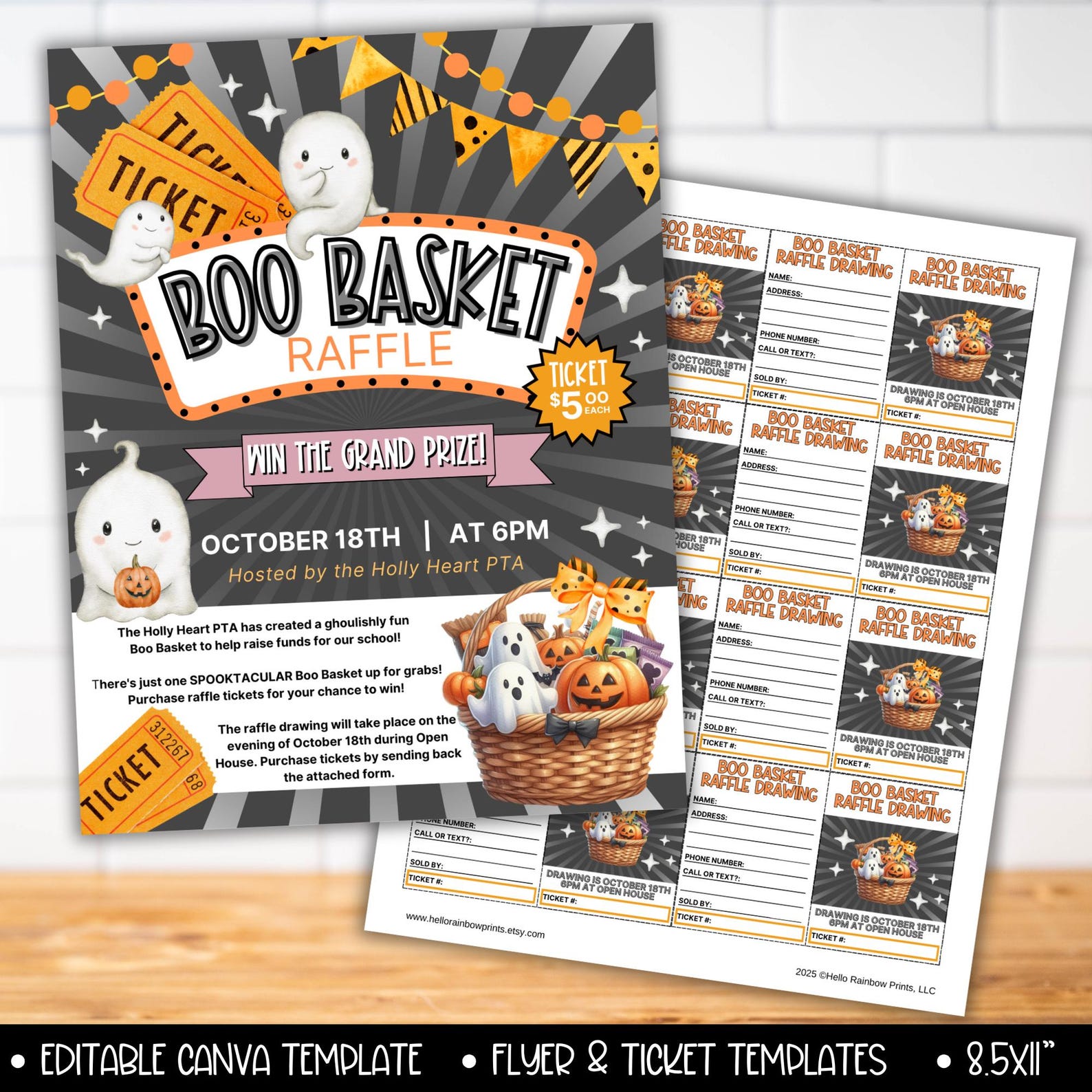Halloween Raffle Ticket Fundraiser Flyer Bundle, Raffle Ticket Post ...