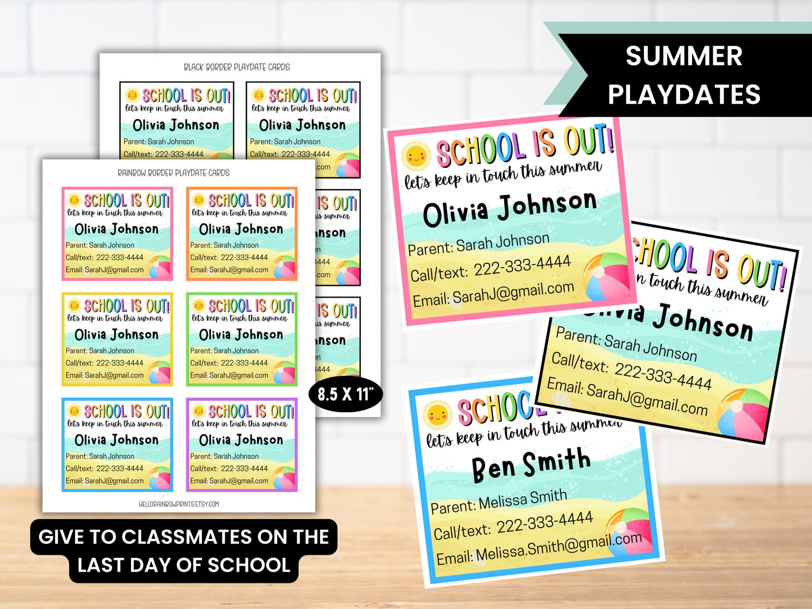 Editable Playdate Calling Card for Kid Printable Summer Play - Etsy