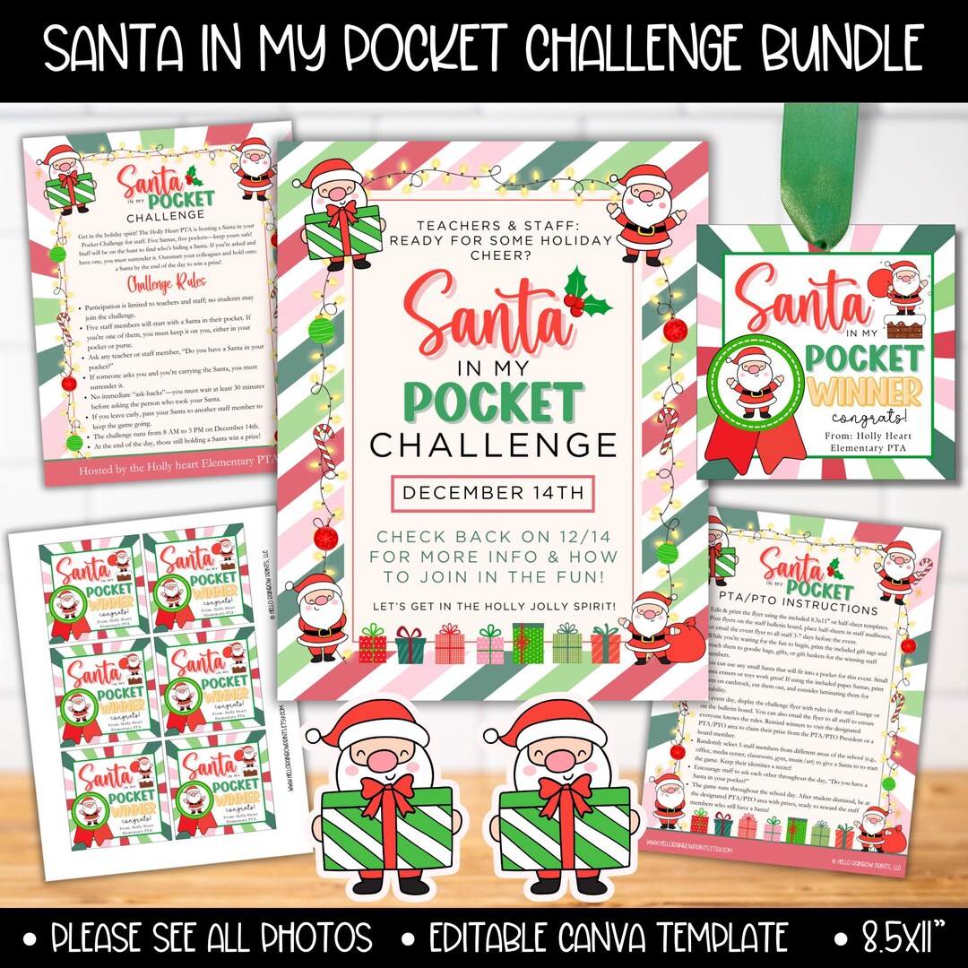 Holiday Christmas Teacher Appreciation Flyer Template, Santa in Pocket ...