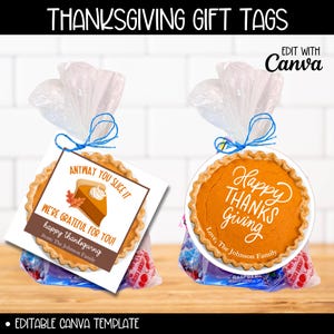 Editable Thanksgiving Pumpkin Pie Gift Tags for Teacher Coworkers ...
