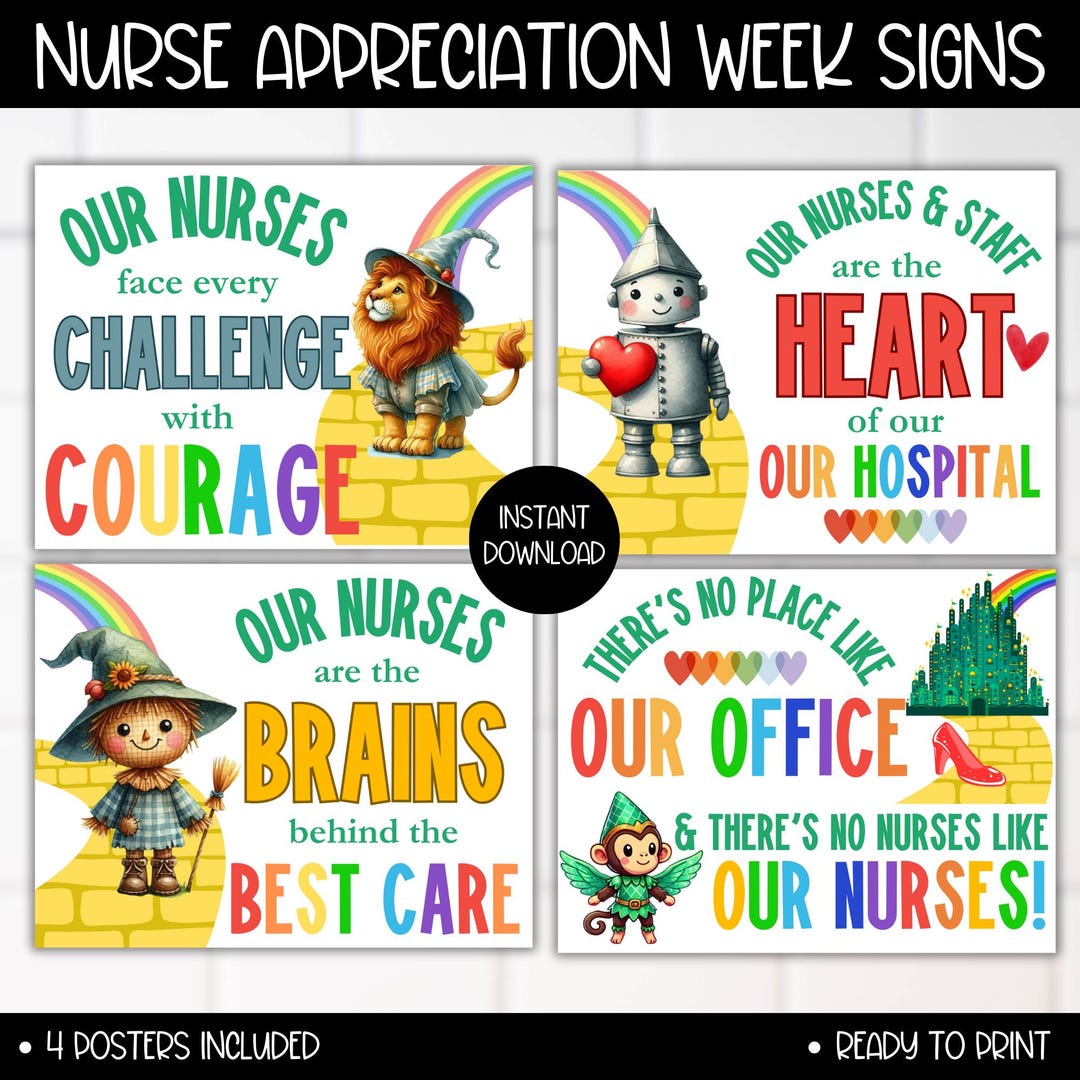Wizard of Oz Nurse Appreciation Week Theme Poster Sign Bundle, Oz ...
