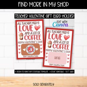 Teacher Valentine's Day Gift Card Holder Coffee Starbucks Amazon Target ...