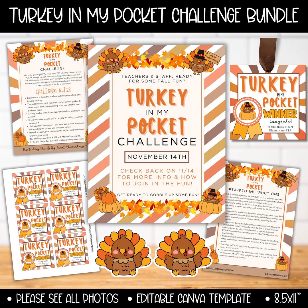 Thanksgiving Turkey Office Work Pocket Game Printable, Fall Team ...