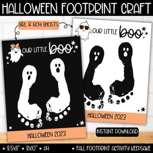 Halloween Ghost Handprint Footprint Toddler Baby Printable Art Craft ...