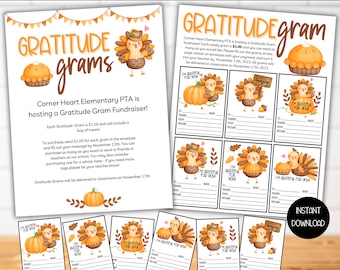 Thanksgiving Candy Gram Template School Fundraiser Gratitude - Etsy
