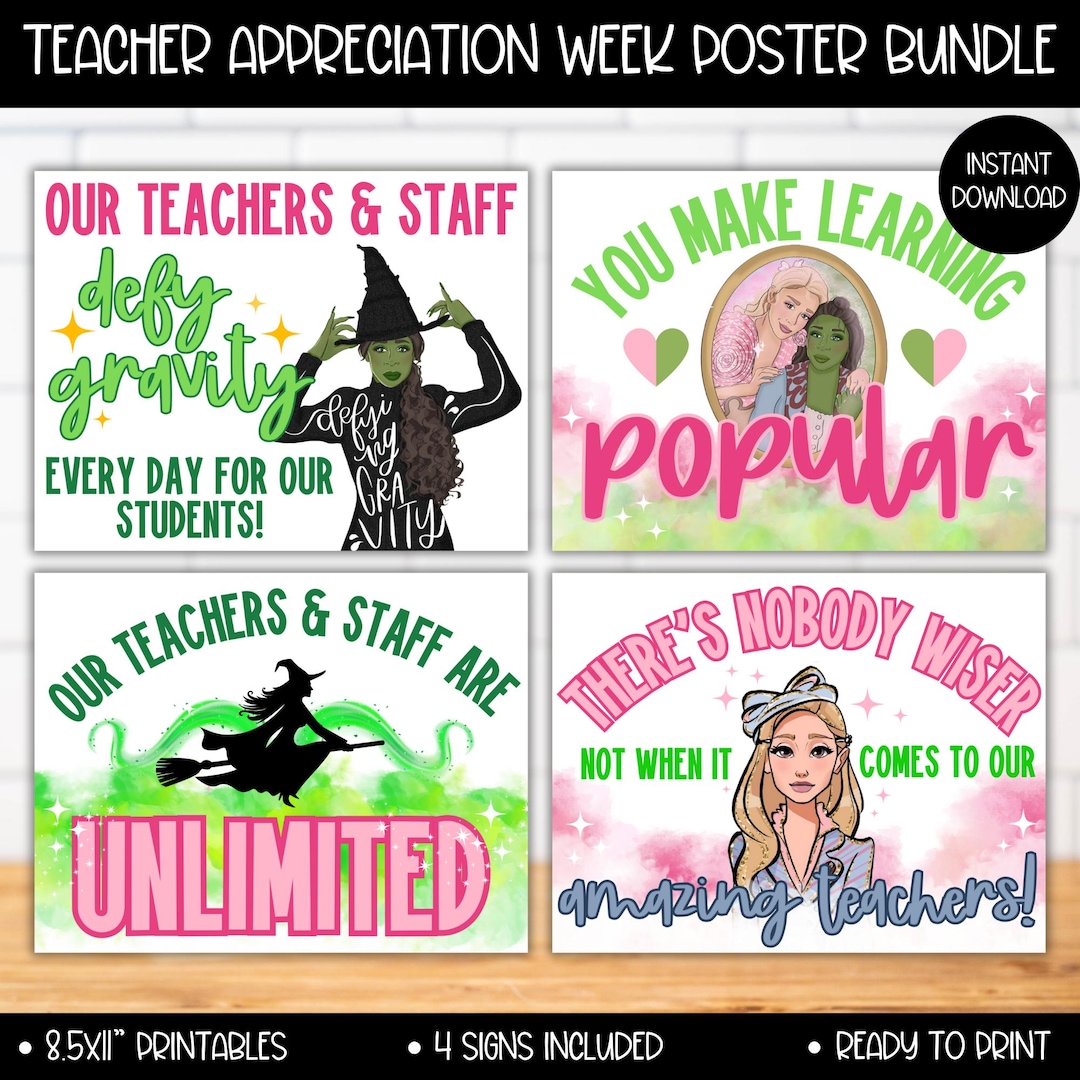 Wicked Teacher Appreciation Week Theme Poster Sign Bundle, Wizard of Oz ...
