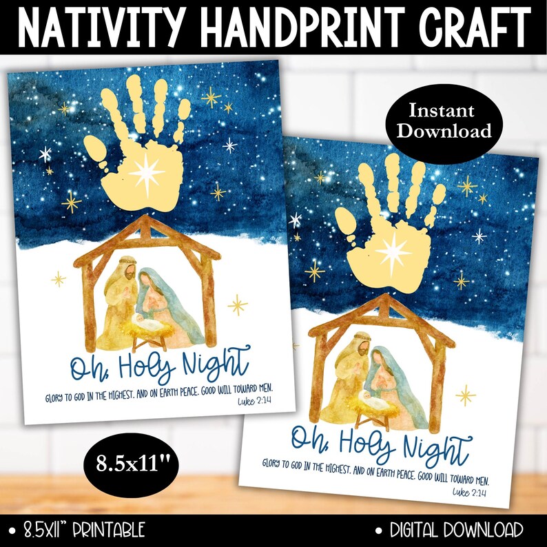 Christian Nativity Christmas Handprint Craft, Oh Holy Night Preschool ...
