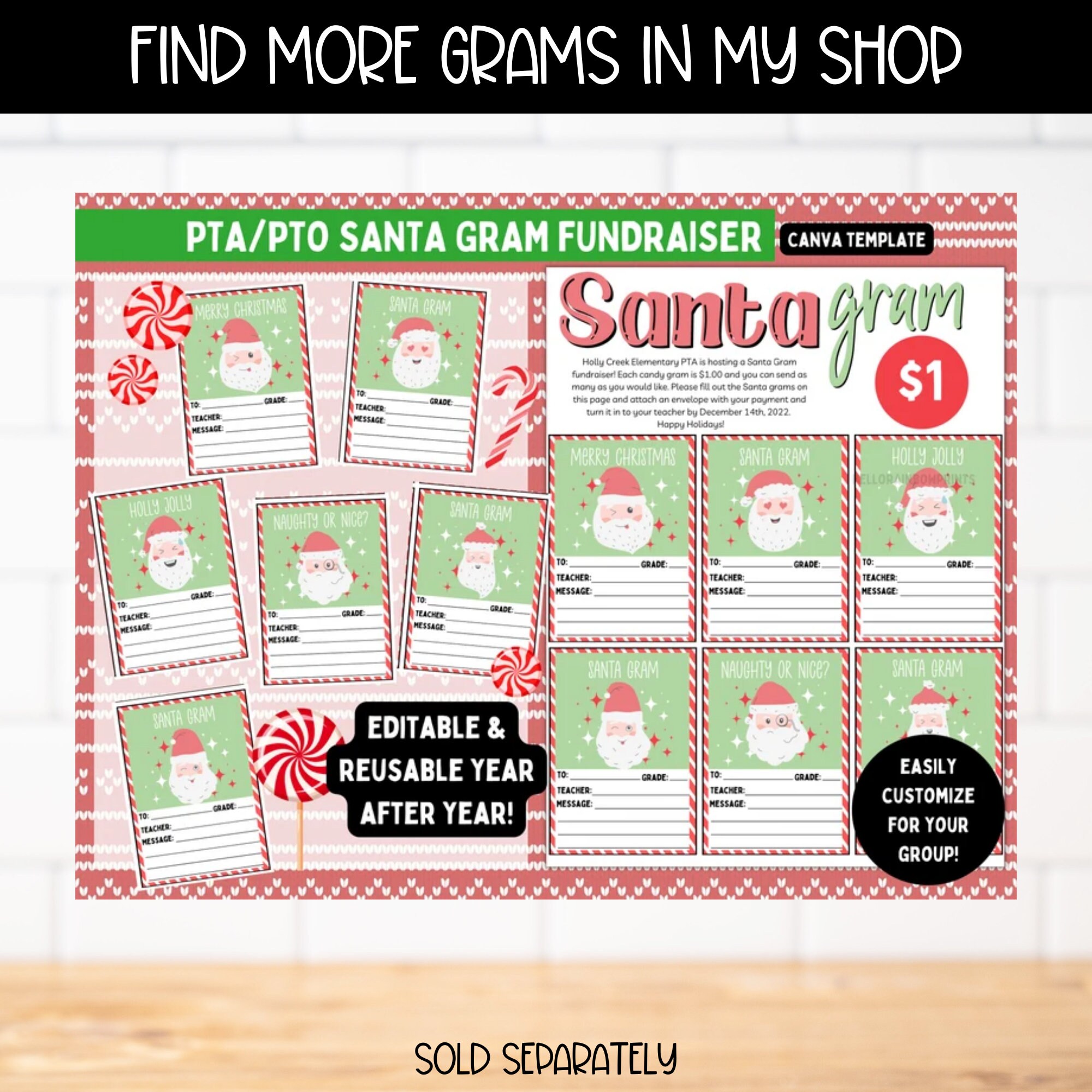 PTA PTO Christmas Holiday Gram Fundraiser Flyer Template, Winter School ...