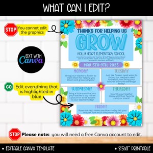 Teacher Staff Appreciation Week Floral Grow Theme Flyer, Teachers ...