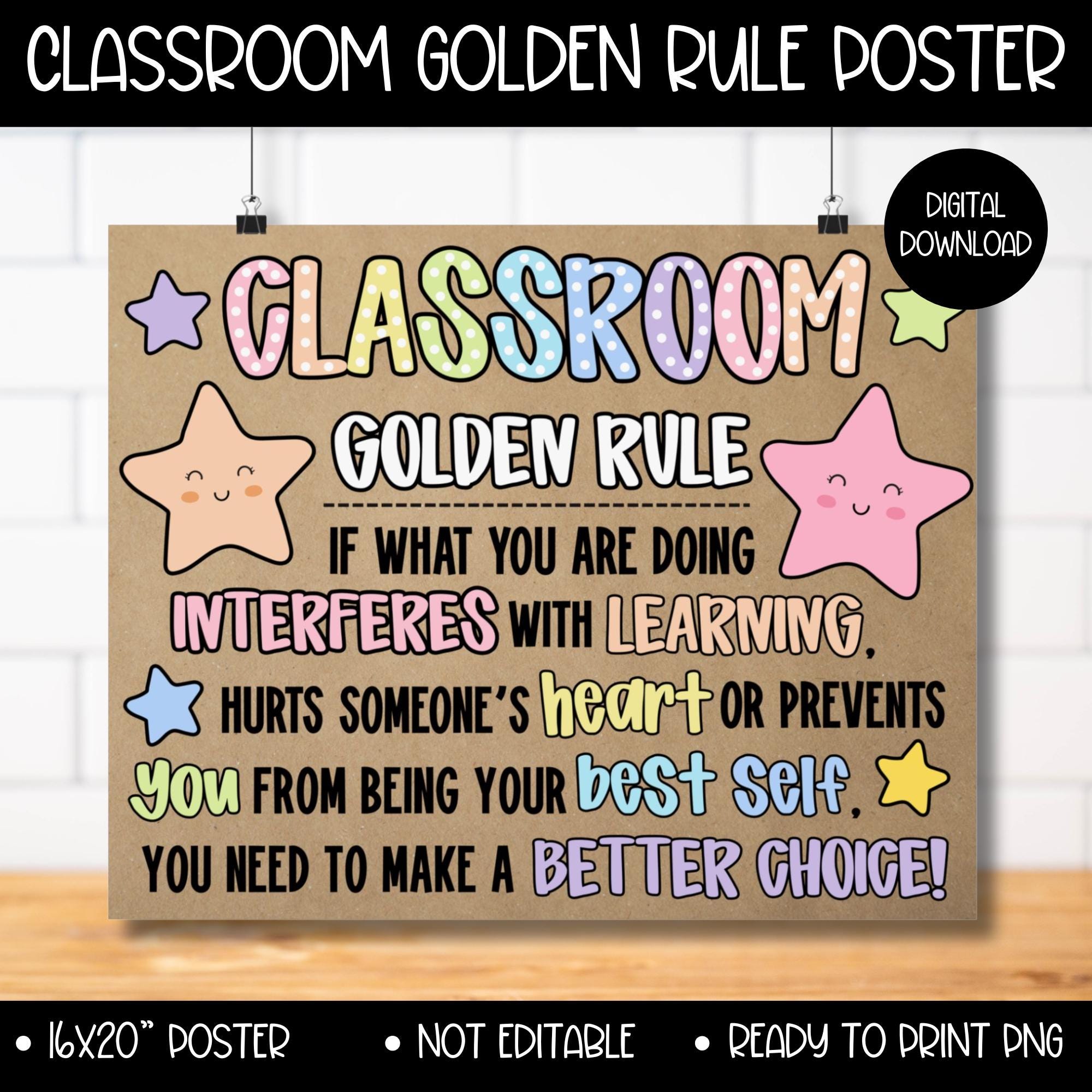 Butcher Paper Painted Classroom Golden Rule Poster Sign Download ...