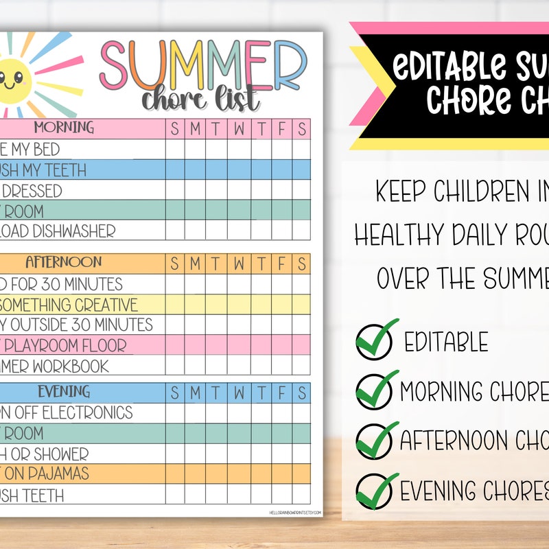 Kids Chore Chart - Etsy
