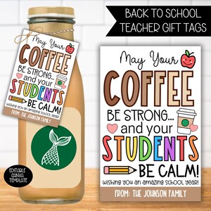First Day of School Funny Coffee Gift Tag Printable, Teacher Back to ...