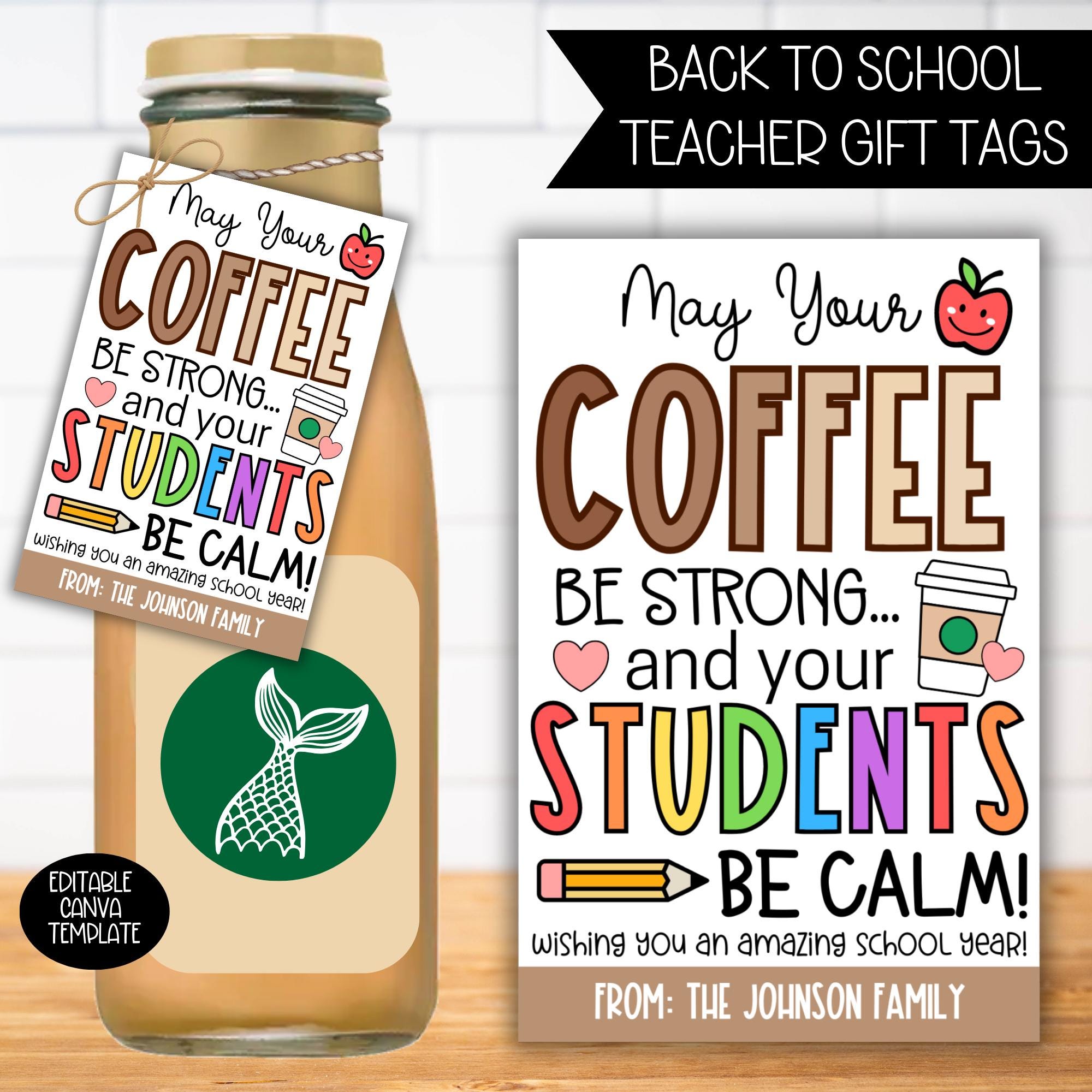 First Day of School Funny Coffee Gift Tag Printable, Teacher Back to ...