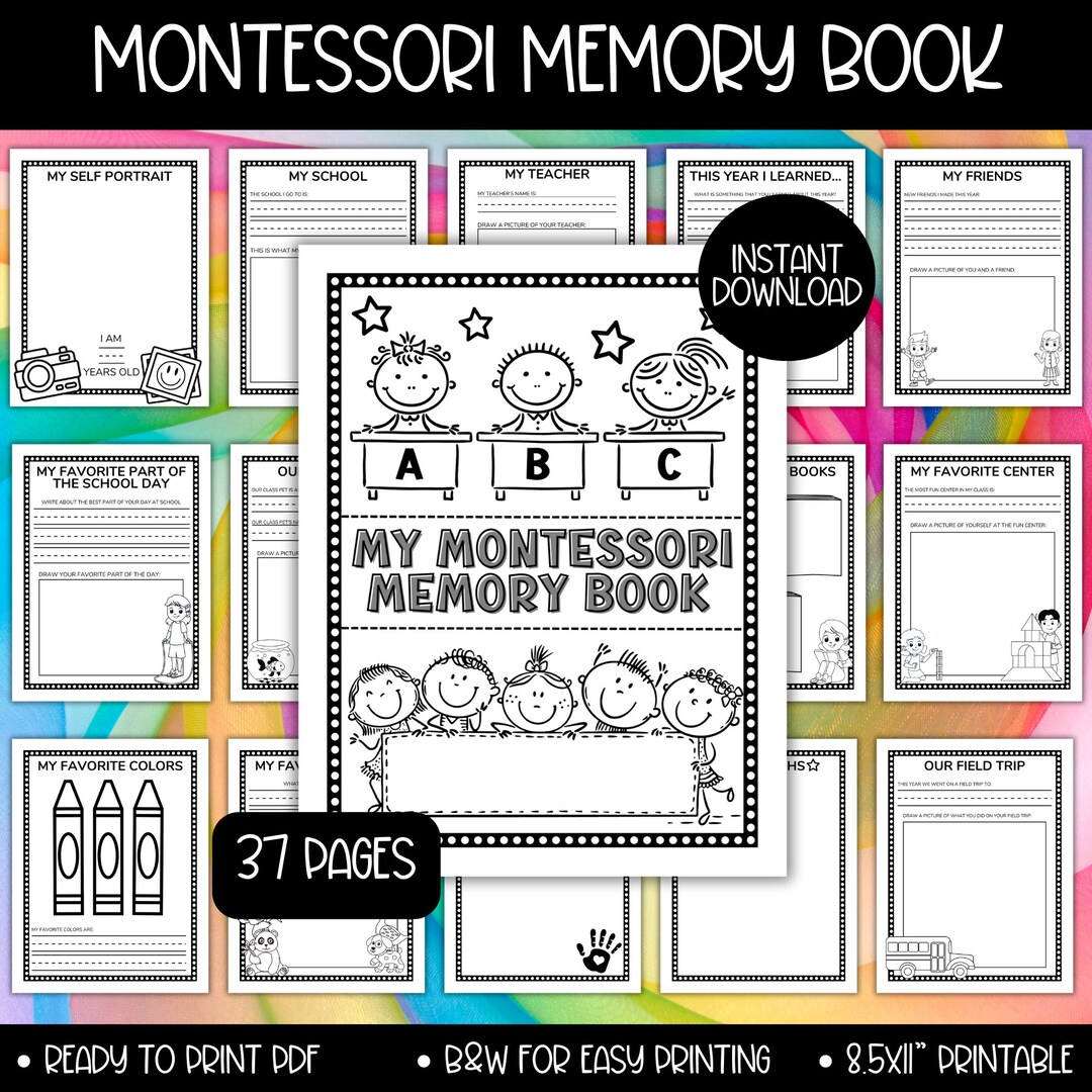 Montessori End of Year Memory Book Printable, Preschool TK Pre-k Pre-k3 ...