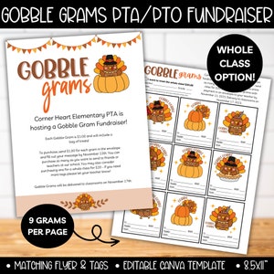 PTA PTO Gobble Gram Thanksgiving Fundraiser Flyer Template for School ...