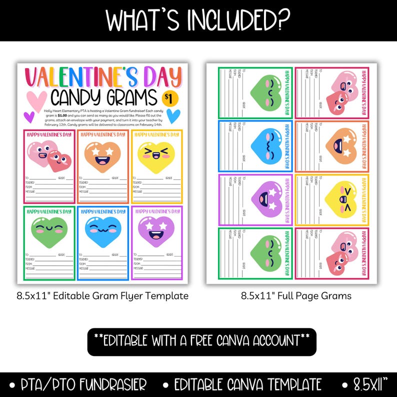 Valentine’s Day Candy Gram Fundraiser Flyer, Rainbow Class Valentine ...